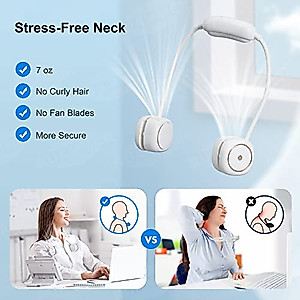 RUAMMER Portable Neck Fan, Hands-Free Bladeless Neck Fan, 360° Adjustable Personal Neck Fan, Ultra-Light Hanging Neck Fan, Rechargeable, USB Powered Around the Neck Fan, Headphone Design, 3 Speeds