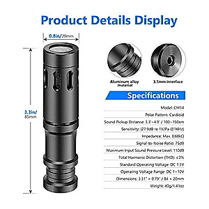 Neewer CM14 Microphone for Phone, Mini On-Camera Video Microphone with Mic Mount, Windscreen, Audio Cables Compatible with iPhone/Android Phone/DSLR Camera/Camcorder (Adapter for iPhone Not Included)