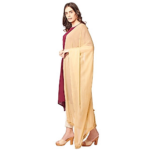 DUPATTA BAZAAR Woman's Beige Chiffon Dupatta