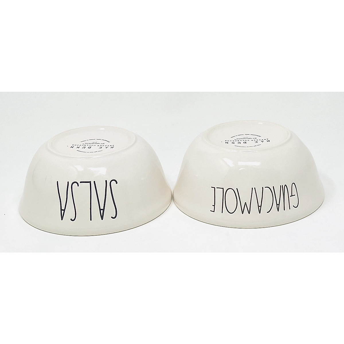 Rae Dunn GUACAMOLE + SALSA Bowl set of 2 Ceramic - 5 in