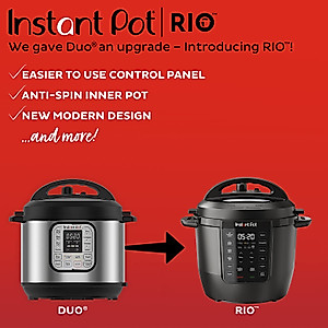 Instant Pot RIO, 7-in-1 Electric Multi-Cooker, Pressure Cooker, Slow Cooker, Rice Cooker, Steamer, Sauté, Yogurt Maker, & Warmer, Includes App With Over 800 Recipes, 6 Quart