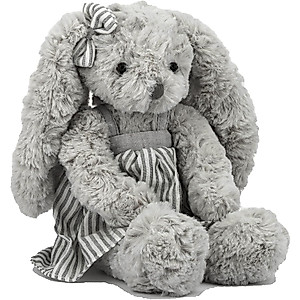 Easter Bunny Stuffed Animal, 12" Grey Plush Rabbit for Girls