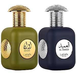Lattafa Perfumes Awaan & Al Ameed Value Pack Lattafa Pride EDP - Eau De Parfum Unisex 100ml(3.4 oz) | Bergamot, Orange, Jasmine, Orange Blossom, Sandalwood, Patchouli, Musk