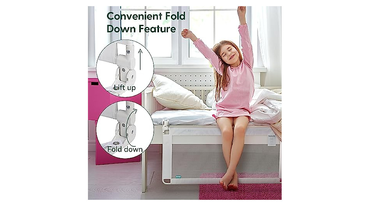 BABELIO Toddler Bed Rails, 39"-51" Extendable Baby Bed Guard Rail for ...