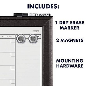 Quartet Combination Magnetic Whiteboard Calendar & Corkboard, 17" x 23" Combo Dry Erase White Board & Cork Bulletin Board, Perfect for Office, Home School Message Board, Black Frame (79275)