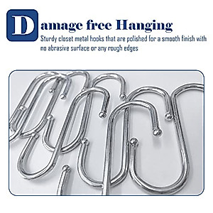 S Shaped Hooks,50 Pack S Hooks Heavy Duty,S Hooks for Hanging Clothes for Coats Jean Plants Cups Pot Bag Towel Outdoor,4 Inch(Silver)
