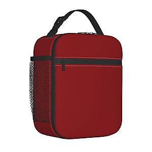 Deep Red Lunch Box Insulated Lunch Bag Thermal Cooler Tote Bags Reusable Lunchbox for Kids Girls Boys Women Men School Office Travel
