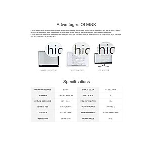 Three Color 2.9inch E-Ink Display Module (B), 296x128 Resolution 3.3V/5V E-Paper Epaper Display Screen Red Black White Tri-Color Compatible with Raspberry Pi/Arduino/STM32,SPI Interface, Full Refresh