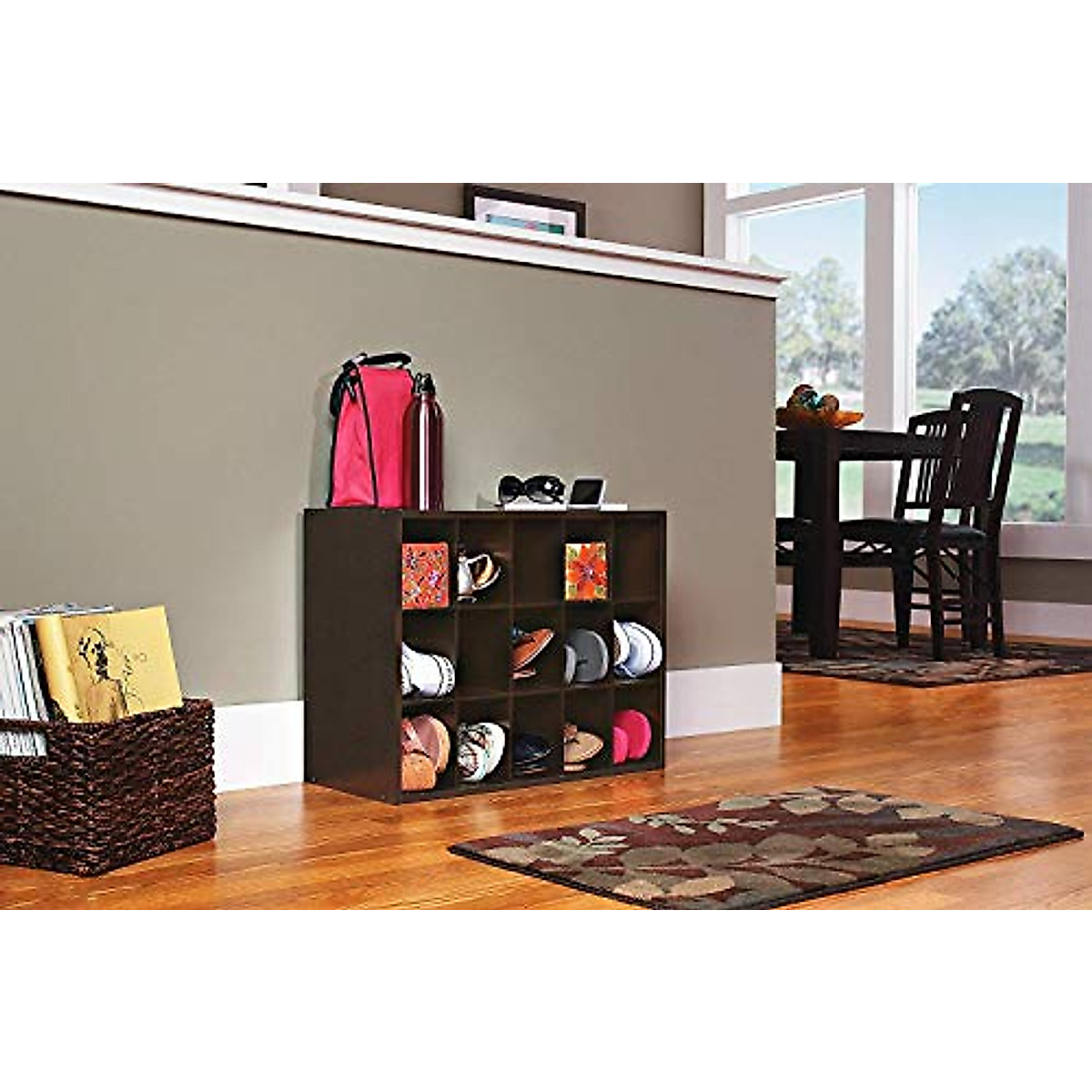 ClosetMaid 15 Cube Stackable Storage Organizer for Shoes, Bags, Crafts, Hobbies with Wood Shelves, for Closet, Entryway or Mudroom, Espresso & 8925 2-Door Stackable Laminate Organizer, Espresso