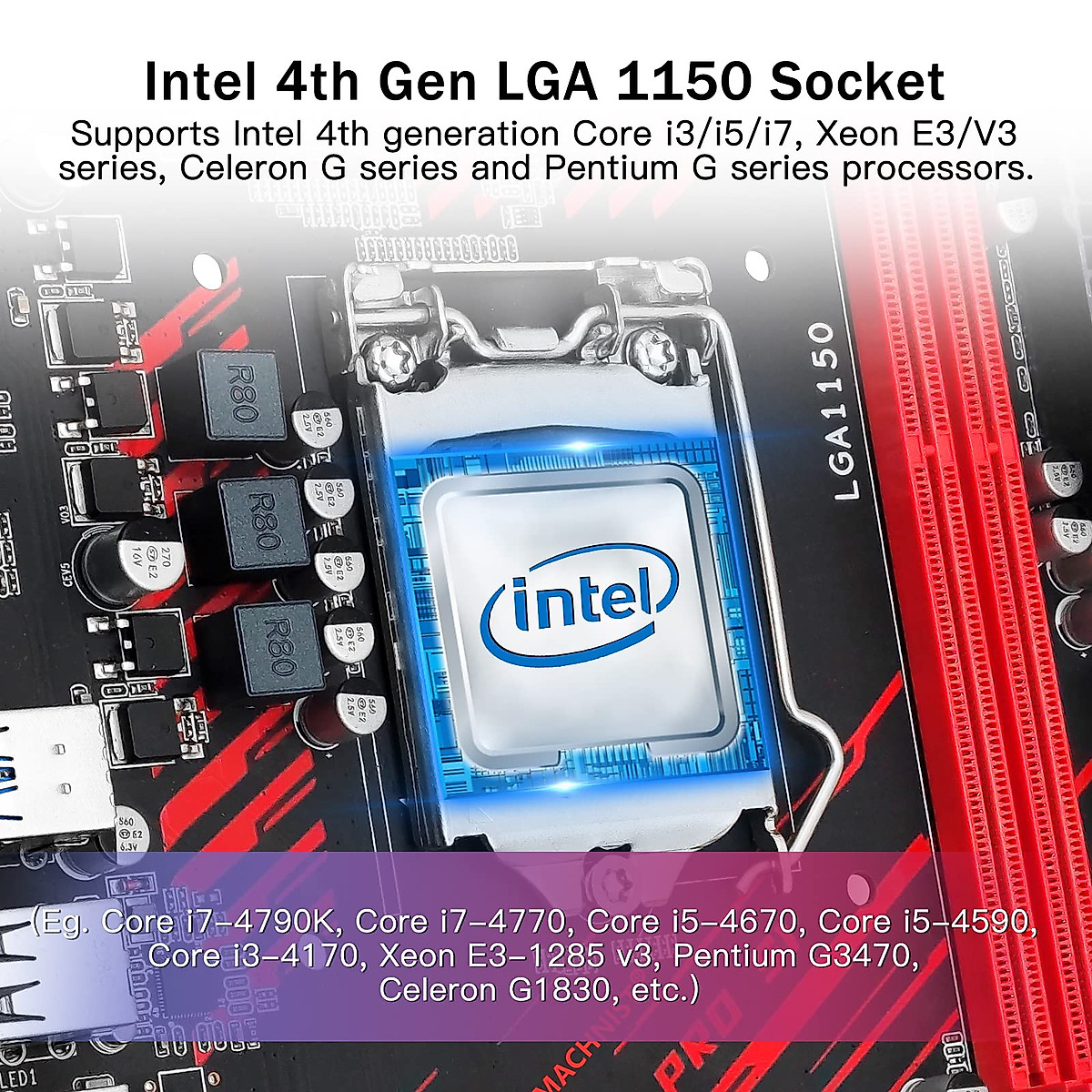 MACHINIST LGA 1150 Motherboard, H81 Micro ATX Intel 4th Gen Gaming Motherboard for Desktop PC Support 1333/1600MHz DDR3 Dual Channel Max 16G, i3 i5 i7/Xeon E3 V3 Processor, NGFF M.2, SATA 3 H81M-PRO
