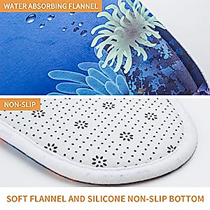 RLHHUG Sea World Shower Curtain Sets with Rugs, Plastic Curtain 72x72 Inches for Bathroom Decor, Washable Decorative Curtains with Hooks, Bath Mat, Toilet Contour Mat and Lid Cover