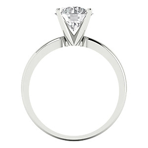 1.5 Ct Brilliant Round Cut Clear Simulated Diamond 14K White Gold Solitaire Engagement Promise Bridal Ring Size 5.25