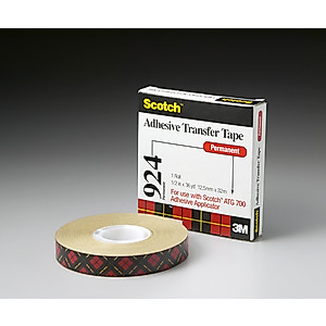 3M Scotch ATG Adhesive Transfer Tape 924 Clear, 0.50 in x 36 yd 2.0 mil (Pack of 12)