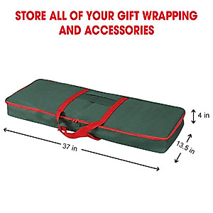 Primode Christmas Gift Wrap Organizer | Wrapping Paper Storage Container Box (37” x 14” x 4”) Constructed of Durable 600D Oxford Material (Black)