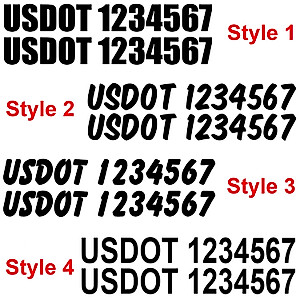Set of 2 Custom USDOT US DOT Number Decals - add MC Company Name Location VIN CA or KYU Number - For Semi Trucks Tractor Tow Commercial Van Pick up Decal Sticker Graphic v2