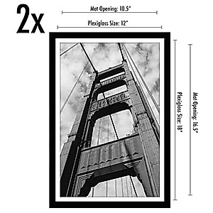 Americanflat 12x18 Picture Frame in Black - Set of 2 - Use as 11x17 Picture Frame with Mat or 12x18 Frame Without Mat - Includes Sawtooth Hanging Hardware for Horizontal or Vertical Display