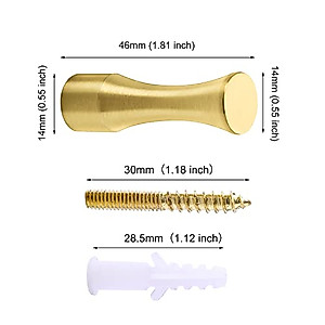 LIERONE 5 Pack Gold Brass Hook Wall Hooks for Coat - Towel Coat Hooks Wall Mounted, Brushed Gold Clothes Heavy Duty Hook Modern