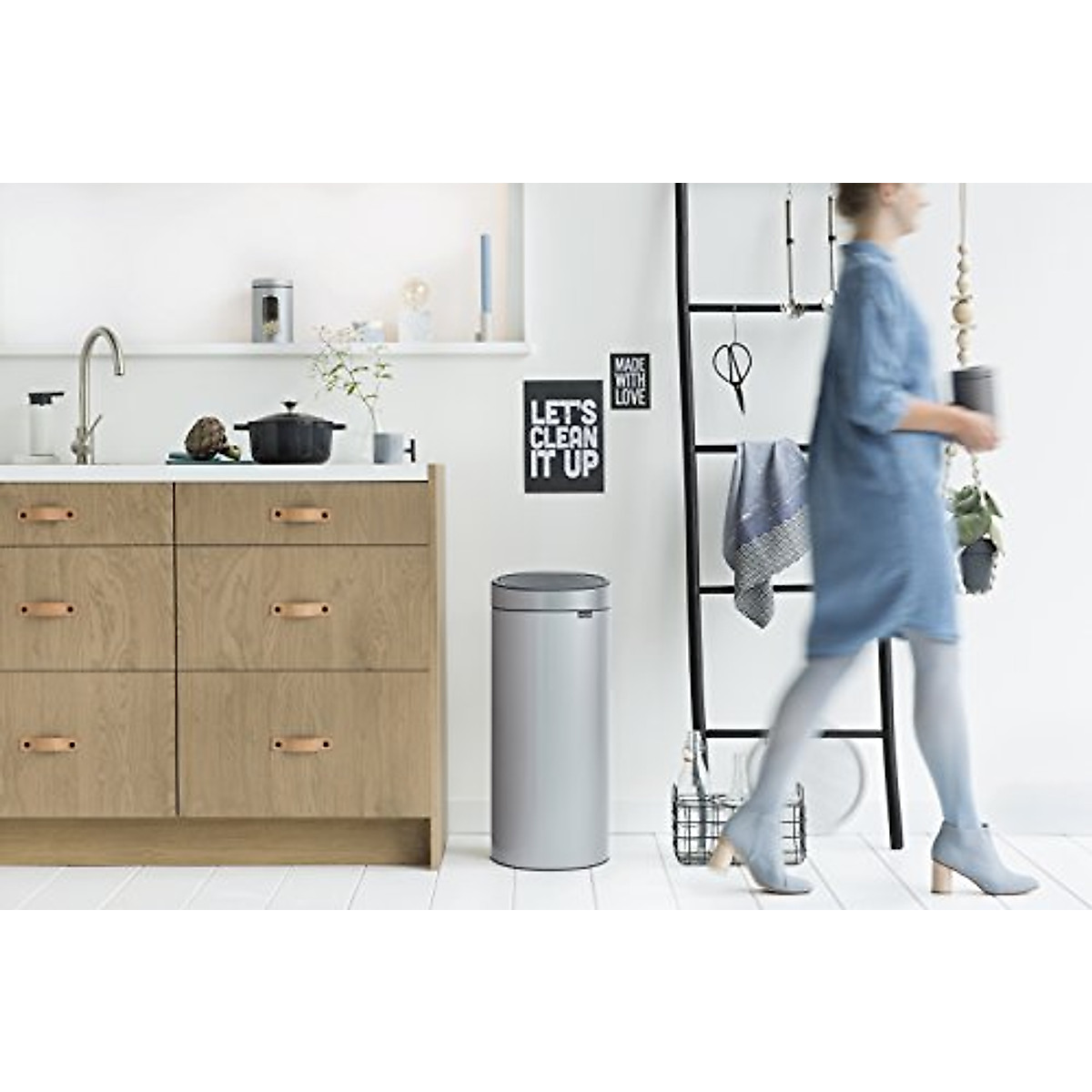 Brabantia 115387 Touch Trash Can New 8 gallon, Metallic Grey