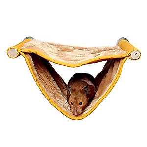 Wontee Hamster Plush Hammock Bird Hanging Bed Nest for Rat Squirrel Chinchilla Gerbil Guinea Pig Small Parrot Budgie Parakeet Lovebird Canary (S, Yellow)