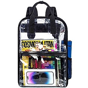 ZLYERT Clear Backpack, Heavy Duty Transparent Bookbag, Large See Through PVC Backpacks for Women and Men - Black