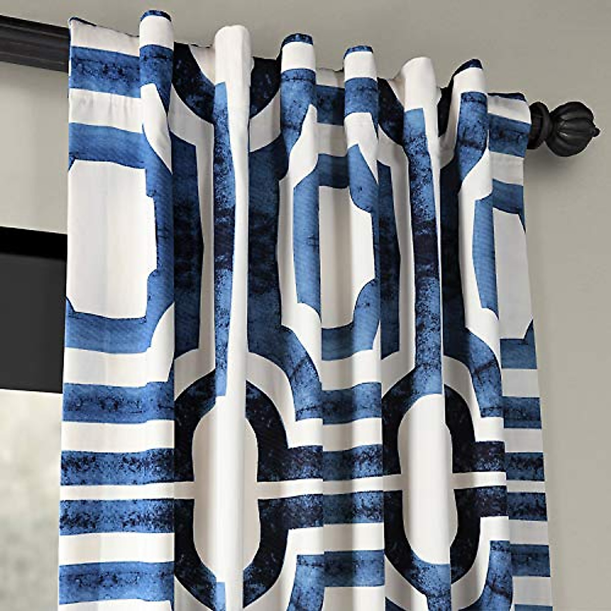 HPD Half Price Drapes Printed Cotton Curtains For Living Room 50 X 108 (1 Panel), PRTW-D23B-108, Mecca Blue