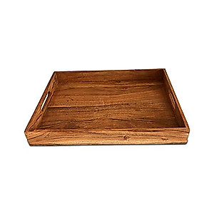 Kaizen Casa |Wooden Rectangular Serving Tray, Wood Plate, Tea/Drink Platter, Dinner Serving Tray, Snack Tray |Size_16"x 12" x 2” |Home Restaurants Coffee, Food, Breakfast, Dinner Décor