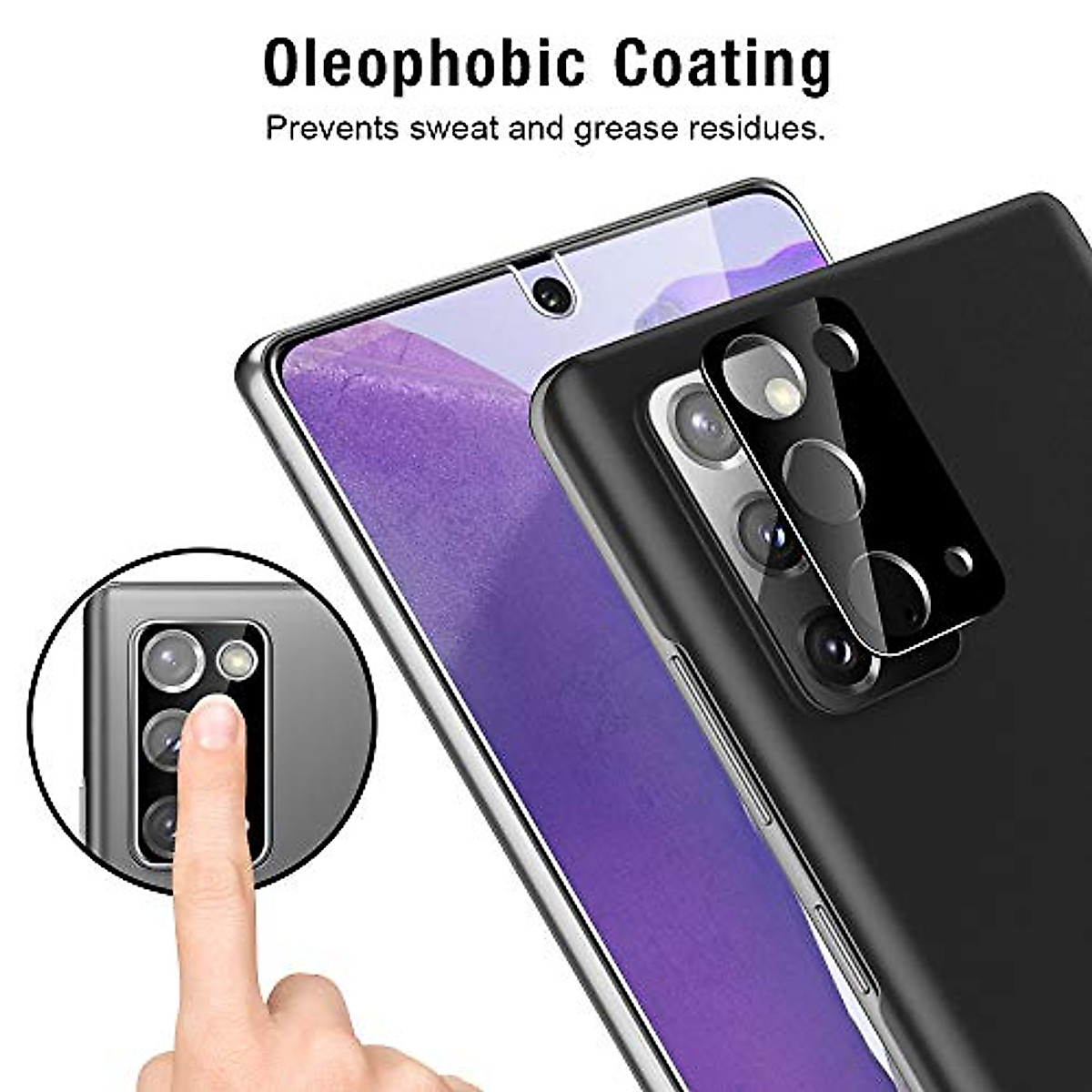 TOCOL 4 Pack fit for Samsung Galaxy Note 20 5G (Not for Ultra)- 2 Pack Tempered Glass Screen Protector and 2 Pack Tempered Glass Camera Lens Protector Bubble Free Case Friendly 9H Hardness