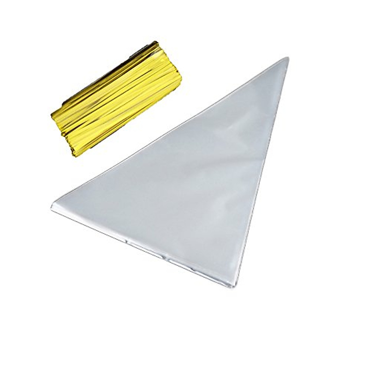 GOETOR Cone Bag 100 PCS Clear Cello Treat Bags Gift Wrap Cellophane Bags 7 x15 Inch Triangle Goody Bags with Twist Ties for Favor Christmas Popcorn Candies Handmad