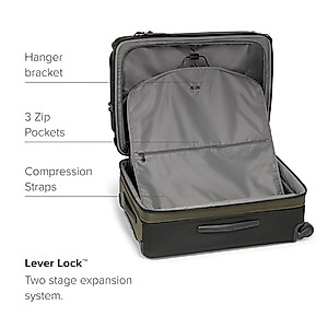 TUMI Short Trip Expandable 4-Wheeled Packing Case - Carry-On Suitcase with Combination Lock & Removable Garment Sleeve - Olive Night