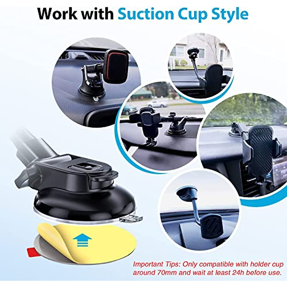 volport Very Strong Sticky Adhesive, 2.76in/70mm Dashboard Pad Mounting Disk Adhesive Replacement Kit, Double Sided Stickers for Suction Cup Dashboard Phone Holder & Windshield Car Mount 2 Pack