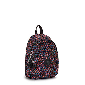 Kipling Women's New Delia Compact Backpack Happy Squares Print, 7'' x 9.25'' x 5''