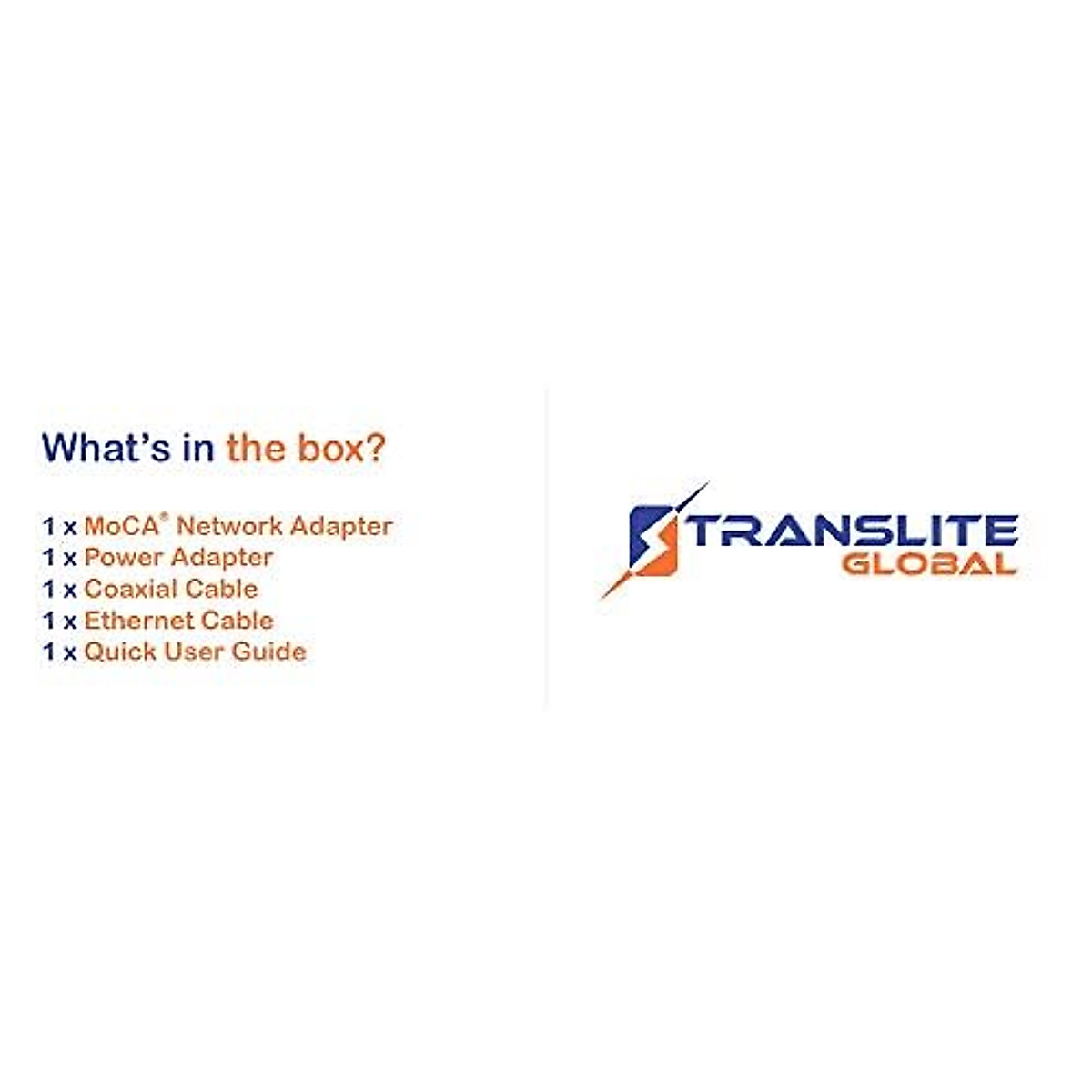 Translite Global MoCA 2.5 with 2 Ethernet Ports - Ethernet Over Coaxial Adapter | 1 x 2.5 Gbps Ethernet Port + 1 x 1 Gbps Ethernet Port | Model: TL-MC85
