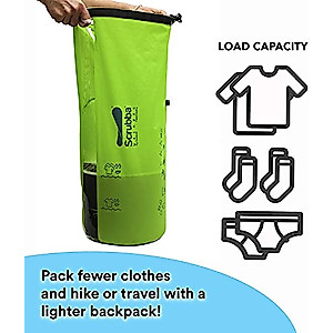 Scrubba Portable Wash Bag – Foldable Hand Washing Machine for Hotel and Travel – Light and Small Eco-friendly Camping Laundry Bag for Washing Clothes Anywhere Green Green 6.3" x 2.4" x 2.4"
