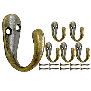 Mokife Coat Hooks Wall Mount, 6 Pack Bronze Rustic Entryway Hooks Heavy Duty Single Metal Utility Hook for Hanging Clothes Jackets Robes Towels Hats Keys Bags Cups