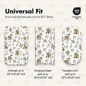 Gllquen Baby Bassinet Sheets 4 Pack, Breathable Cozy Fitted Mattress Sheet, Elastic Travel Crib Fashionable Floral Pattern, Standard Cradle Safe Sheets for Baby Boy Girls 32"X16" (Bear)