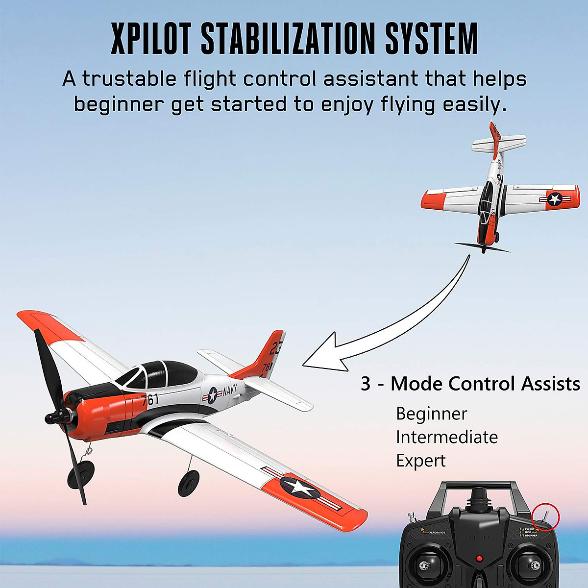 Volantex RC Airplane 2.4Ghz 4 Channel Remote Control,with Aileron T28 Trojan Parkflyer RC Aircraft Plane,Ready to Fly with Xpilot Stabilization System,Perfect for uitable for Kids and Beginners