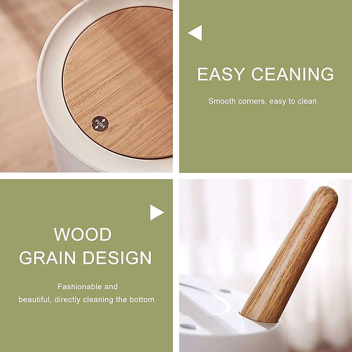 IBPNKFAZ89 Small Trash Can with Lid Cow Skin Imitation Seamless Print Realistic Texture of Animals Black Garbage Bin Wood Waste Bin Press Cover Round Wastebasket for Bathroom Bedroom Office Kitchen