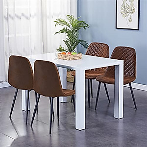 KEIVVAKN Brown Dining Chairs Set of 4 Fabric Kitchen Dining Room Chairs Mid Century Modern Upholstered Dining Chairs Side Chairs with Back