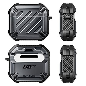 SUPCASE Unicorn Beetle Pro Series Case Designed for Airpods 3 (2021), Full-Body Rugged Protective Case with Carabiner for AirPods 3rd Generation (Black)