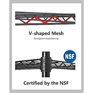 FDW 48" L×18" W×76" H Wire Shelving Unit Metal Shelf with 6 Tier Casters Adjustable Layer Rack Strong Steel for Restaurant Garage Pantry Kitchen Garage,Black