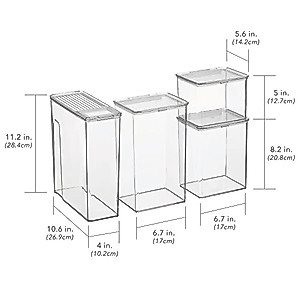 Nate Home by Nate Berkus Airtight Food Canister Containers | with Locking Lids for Storing Dry Goods on Any Kitchen Counter, Cabinet, or Pantry Storage from mDesign - Set of 4, Clear