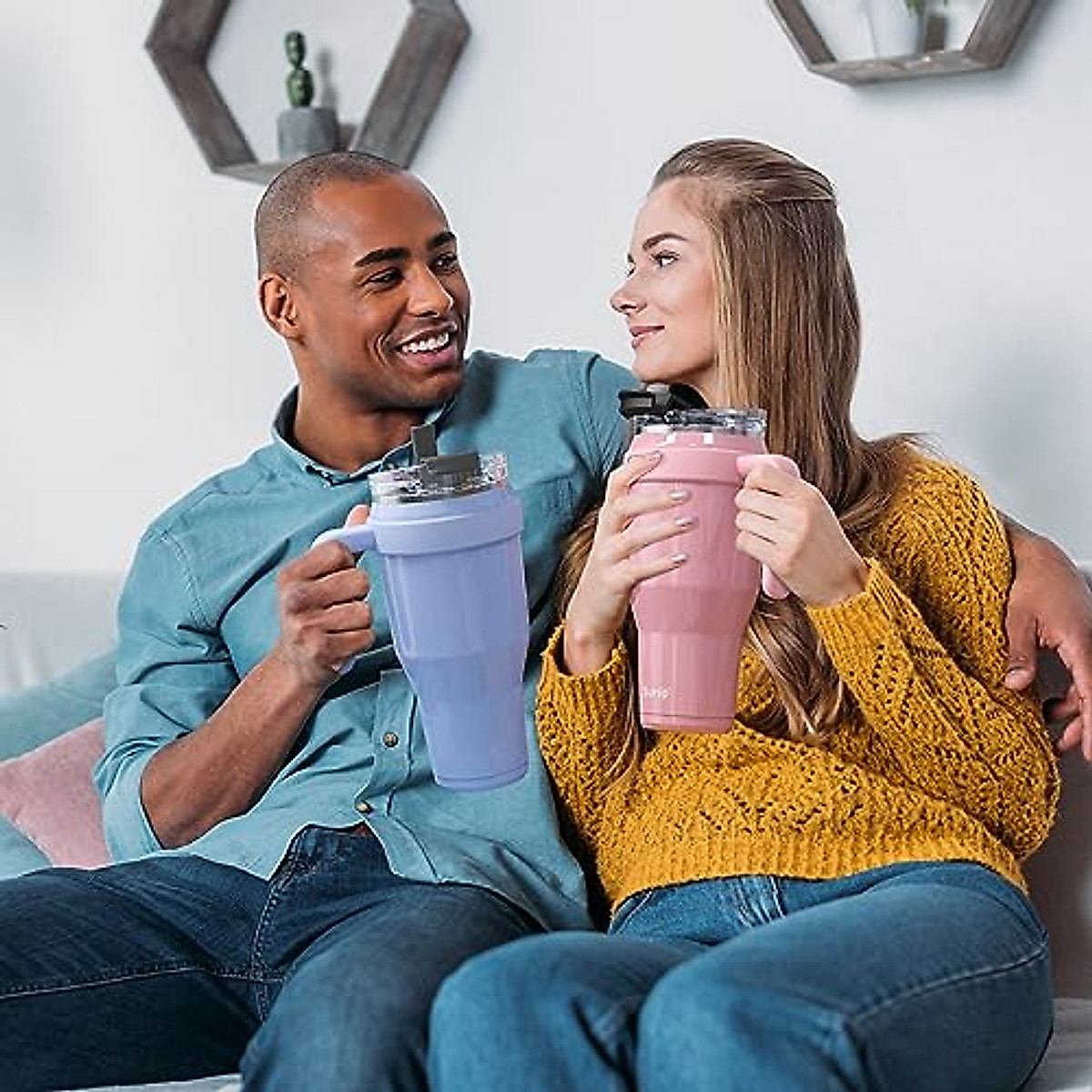 Sursip 40oz Insulated Tumbler with Handle and Flip Straw,Stainless Steel Travel Mug 2 in 1 Straw Lid-Leak Proof Keeps Drinks Cold for 24 Hours-Sweat Proof,Fit in Cup Holder-Dark green