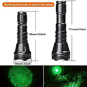 Odepro KL52Plus Zoomable Hunting Light with Red Green White IR850 Interchangeable Modules, Predator Flashlight with Pressure Switch, for Hog Coyote and Varmint Hunting