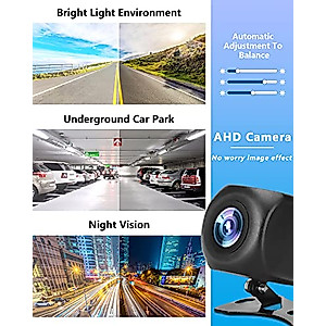 Upgraded Backup Camera for Car AHD Back up Night Vision Reverse Camera IP69 Waterproof Rear Front View Reversing Camera 140° Wide Angle CVBS|AHD Rearview License Plate Camera for Pickup Truck SUV RV
