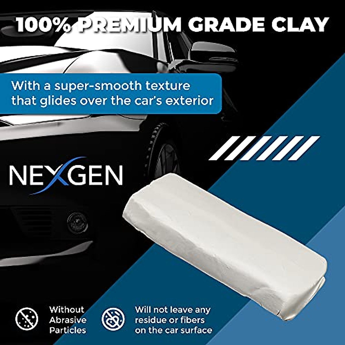 Nexgen Premium Clay Bar — Cleaning and Detailing Clay Bar for The Ultimate Car Wash — Removes Stubborn Contaminants from Car Exterior — 100g Bar