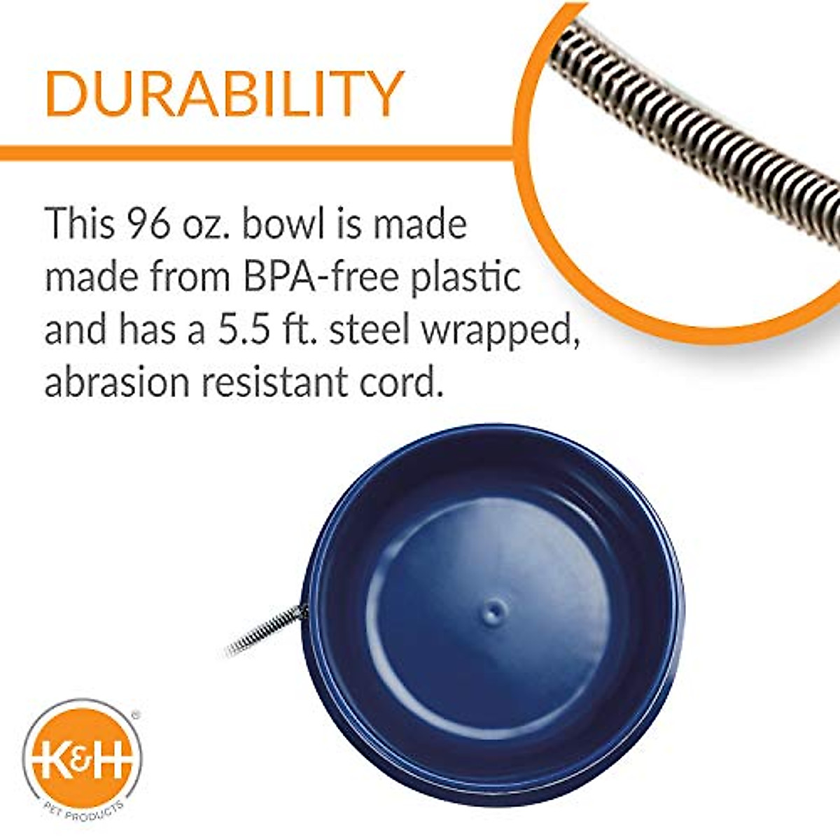 K&H Pet Products Thermal-Bowl Outdoor Heated Dog Bowl Blue 96 Ounces