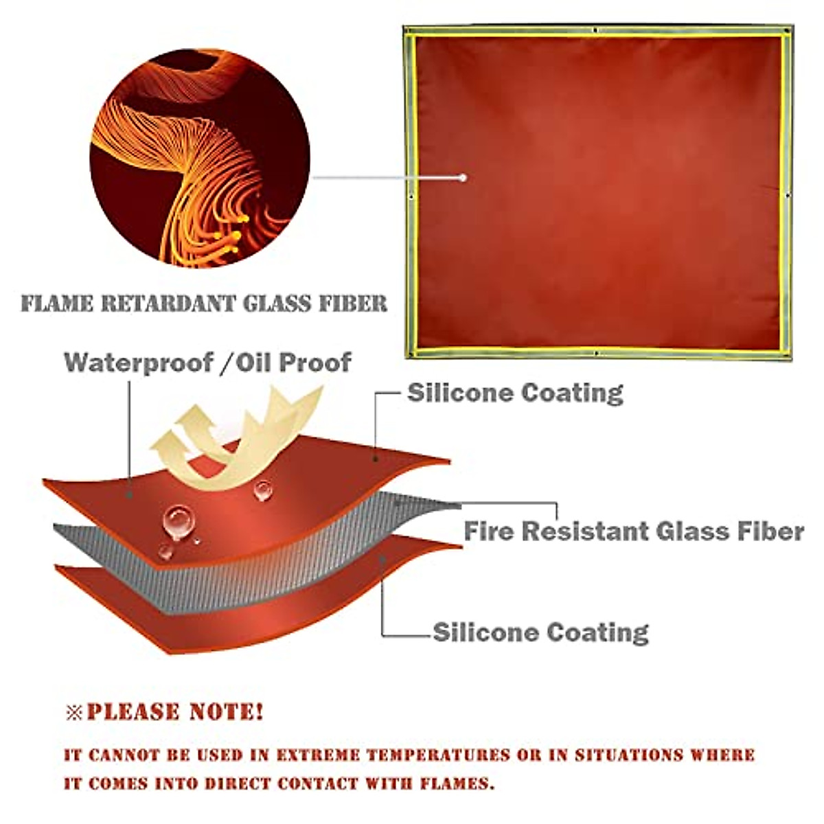 Cumberbatch 39" X 39" Fire Pit Mat, Fireproof Mat, Fire Resistant Grill Mats for Outdoor Grill, Protects Deck, Patio, Grass, Camping and Outdoor Surfaces Safety (Red)