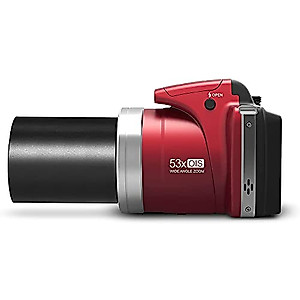 Minolta MN53Z-R Pro Shot 16MP Digital Camera with 53x Optical Zoom, Red Bundle with Lexar Professional 633x 64GB UHS-1 Class 10 SDXC Memory Card and Deco Gear Camera Bag (Small) with Accessory Kit