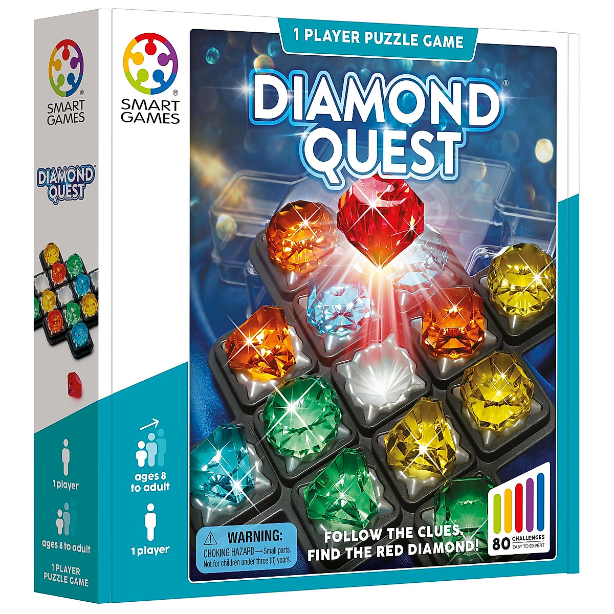 SmartGames Diamond Quest Deduction Game with 80 Challenges for Ages 10 - Adult