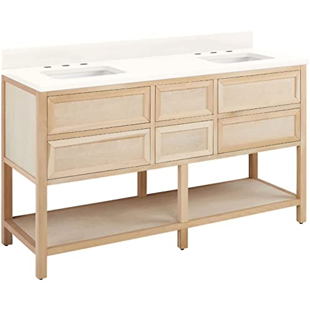 Signature Hardware 953748-60-RUMB-8 Robertson 60" Double Vanity Cabinet Set with Wood Cabinet, Vanity Top and Rectangular Undermount Sinks - 8" Faucet Holes
